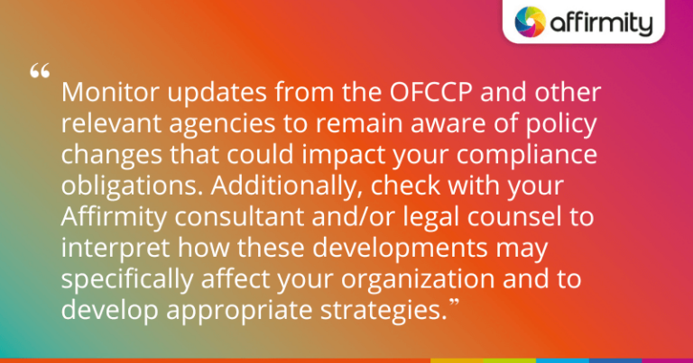 Affirmity | Recent OFCCP Developments, Implications, and Next Steps